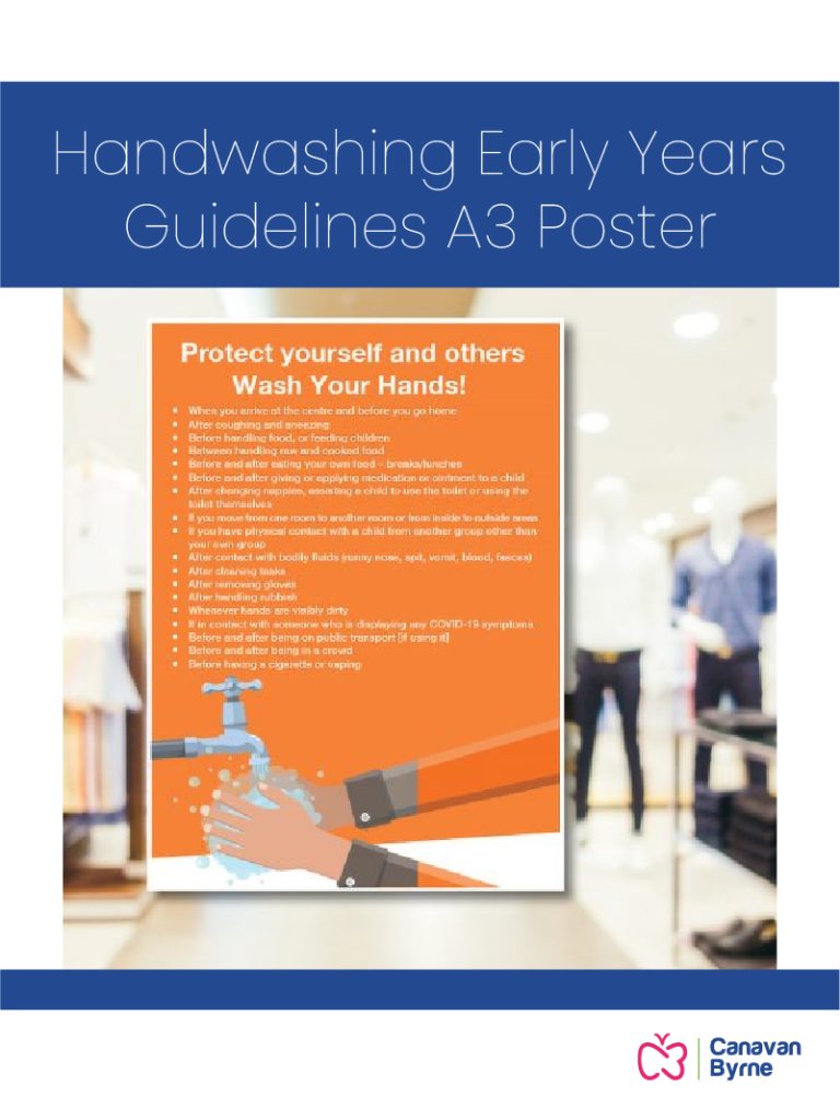 Hand Washing Early Years Guidelines for Carers - A3 Wipe Clean Poster ...