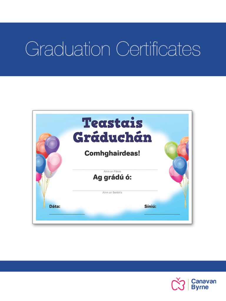 Graduation Certificates (Pack of 20 certificates in English or Irish ...