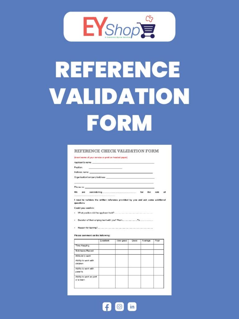Reference Validation Form - Early Years Shop
